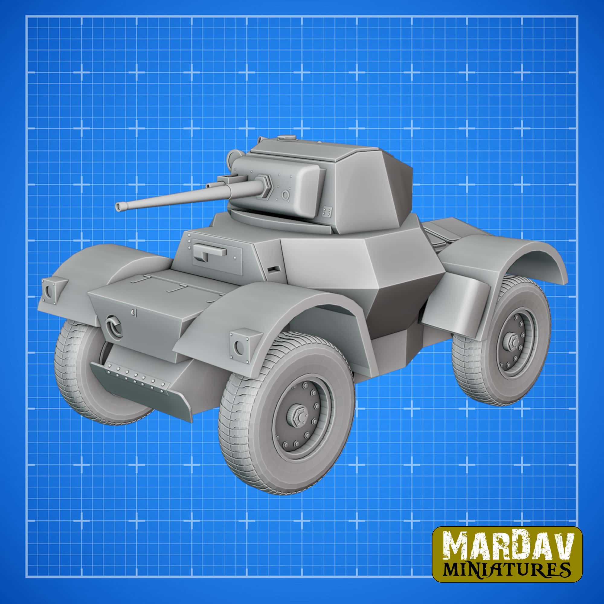 British Daimler MkII armoured car by MarDav Miniatures - Wargaming3D