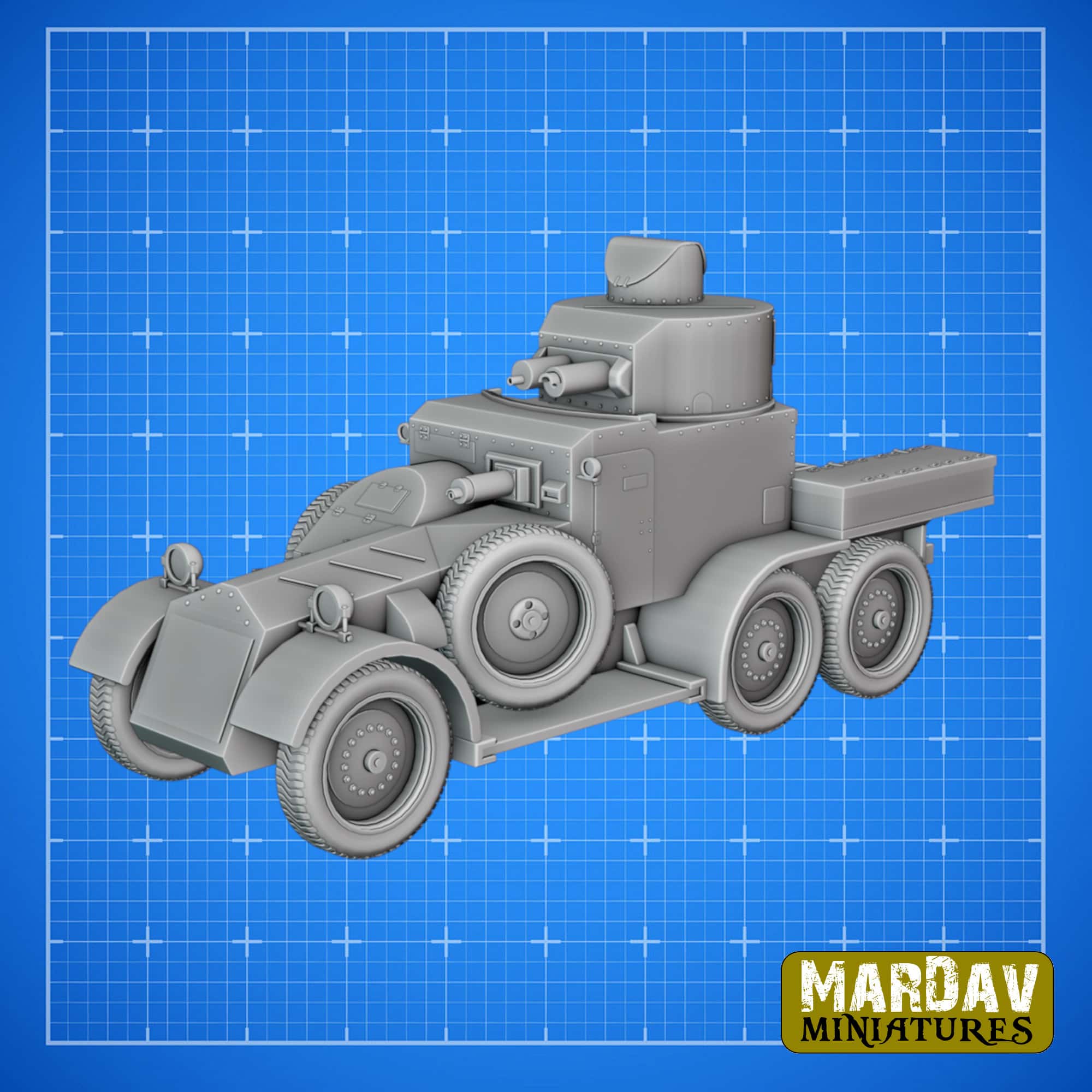 British Lanchester 6x4 armoured car by MarDav Miniatures - Wargaming3D