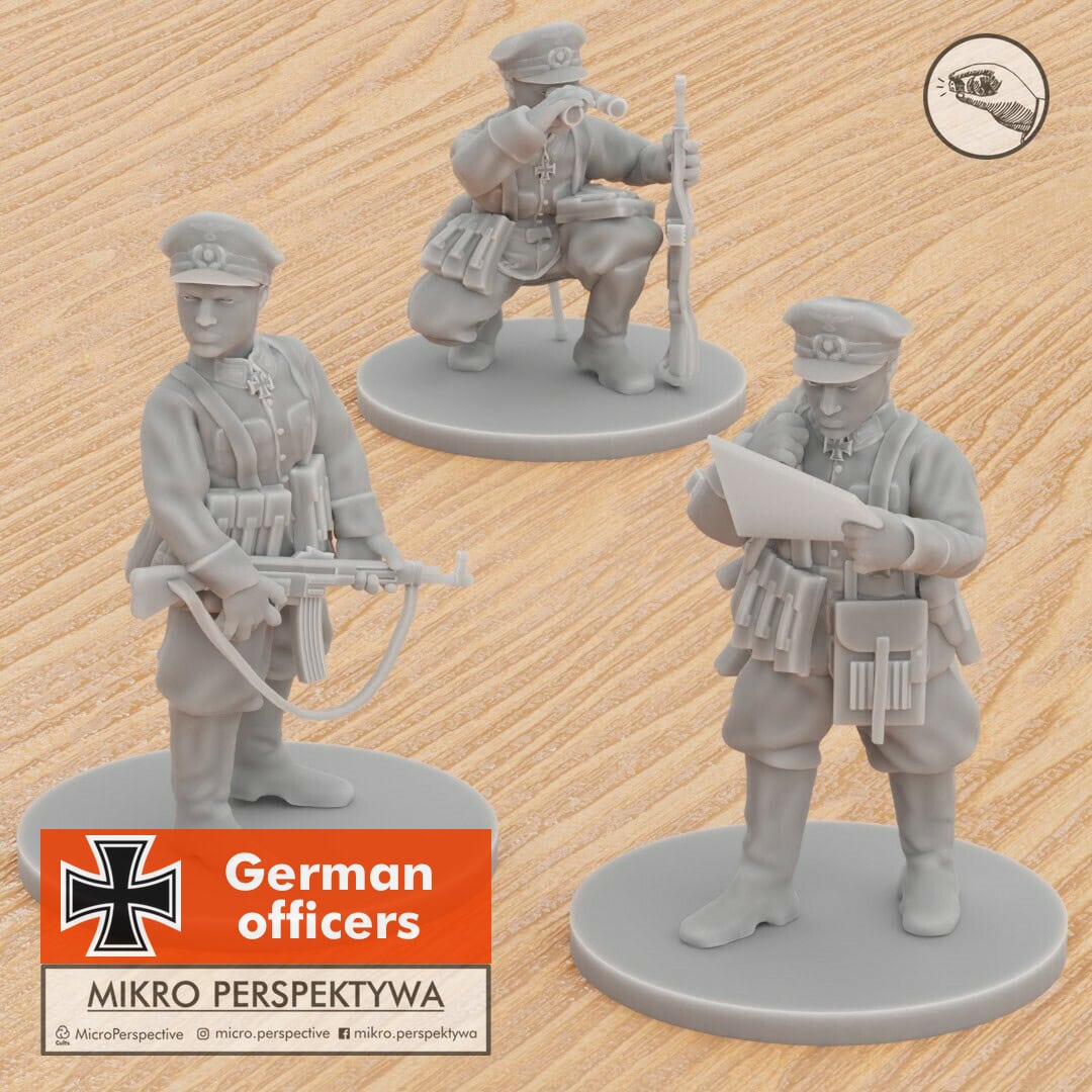 German Officers with assault rifles set 28mm presupported by Micro ...