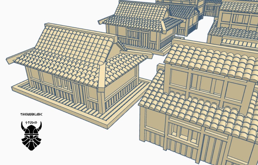 Japanese Town Buildings (20 building) by Thenainblanc studio - Wargaming3D