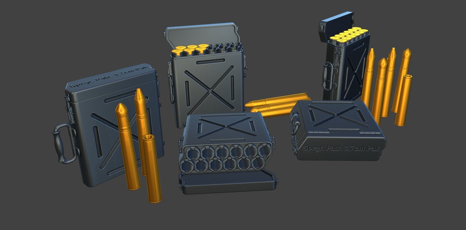 Ritterkrieg WWII German 3.7cm Pak 36 L/45 Ammunition and Case. by ...