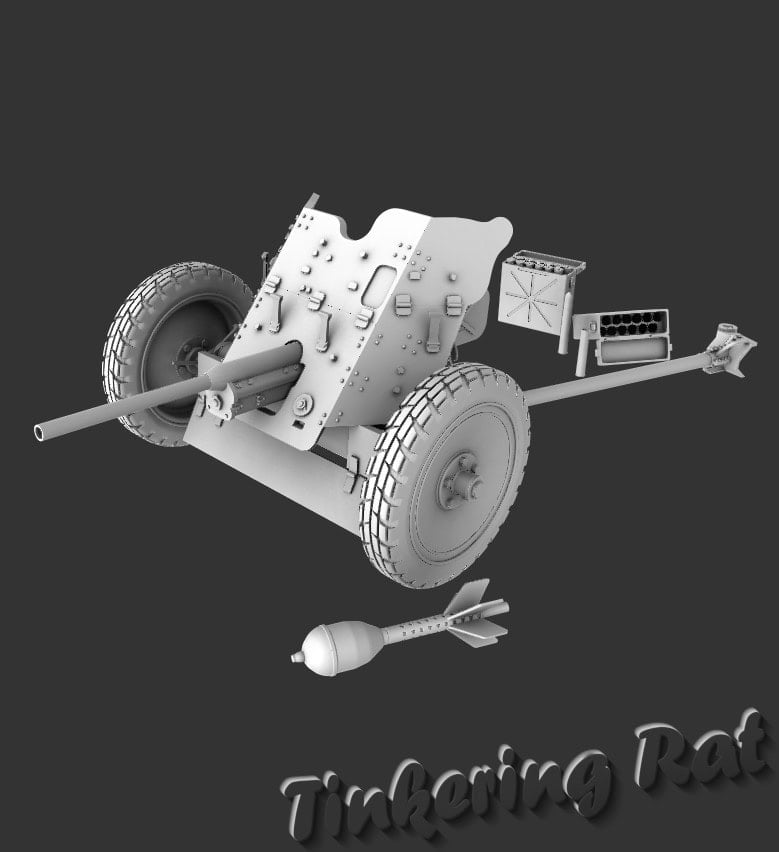 German Pak 36 Anti Tank Gun with Ammunition by TinkeringRat - Wargaming3D