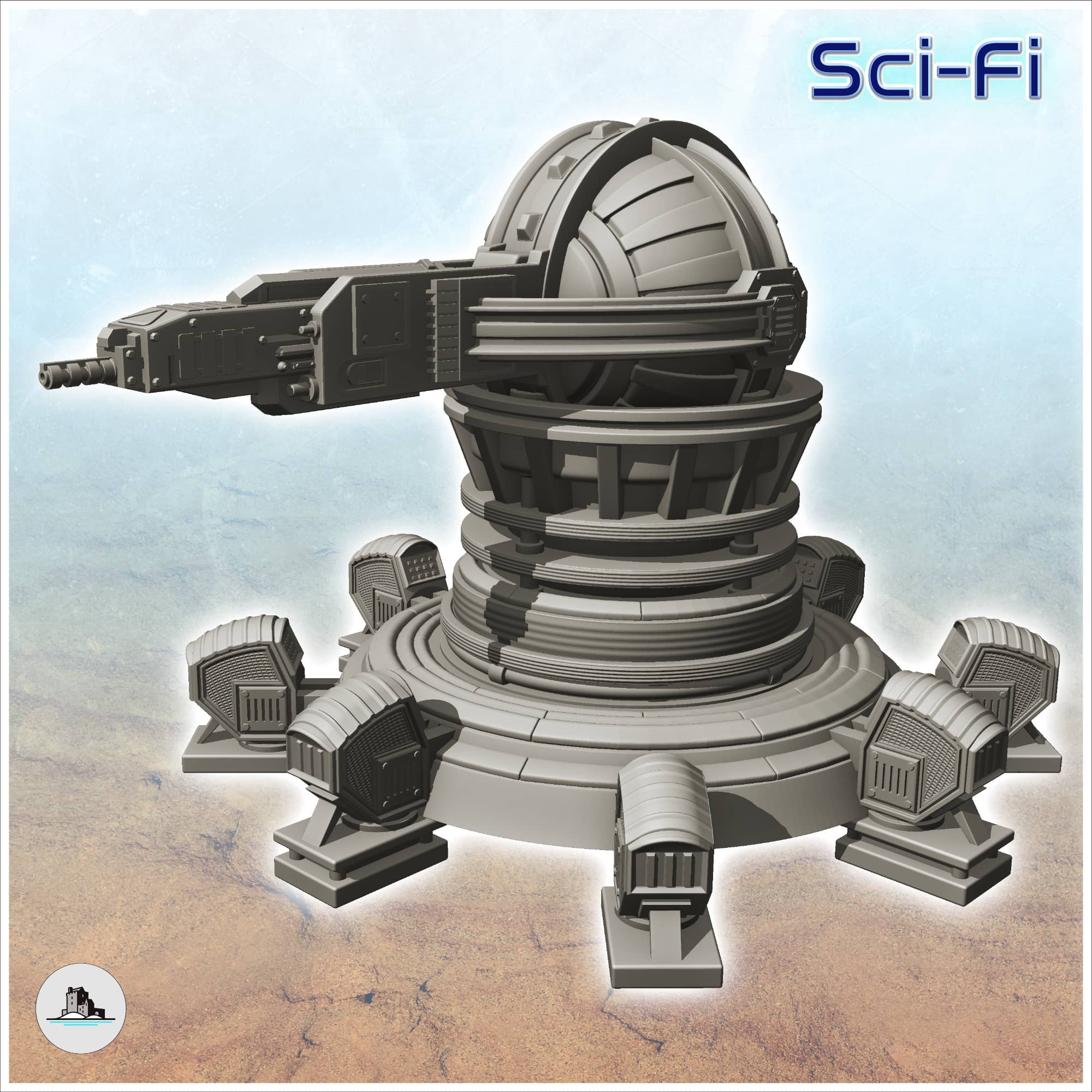 Laser cannon on platform with firing dome (2) by Hartolia miniatures ...
