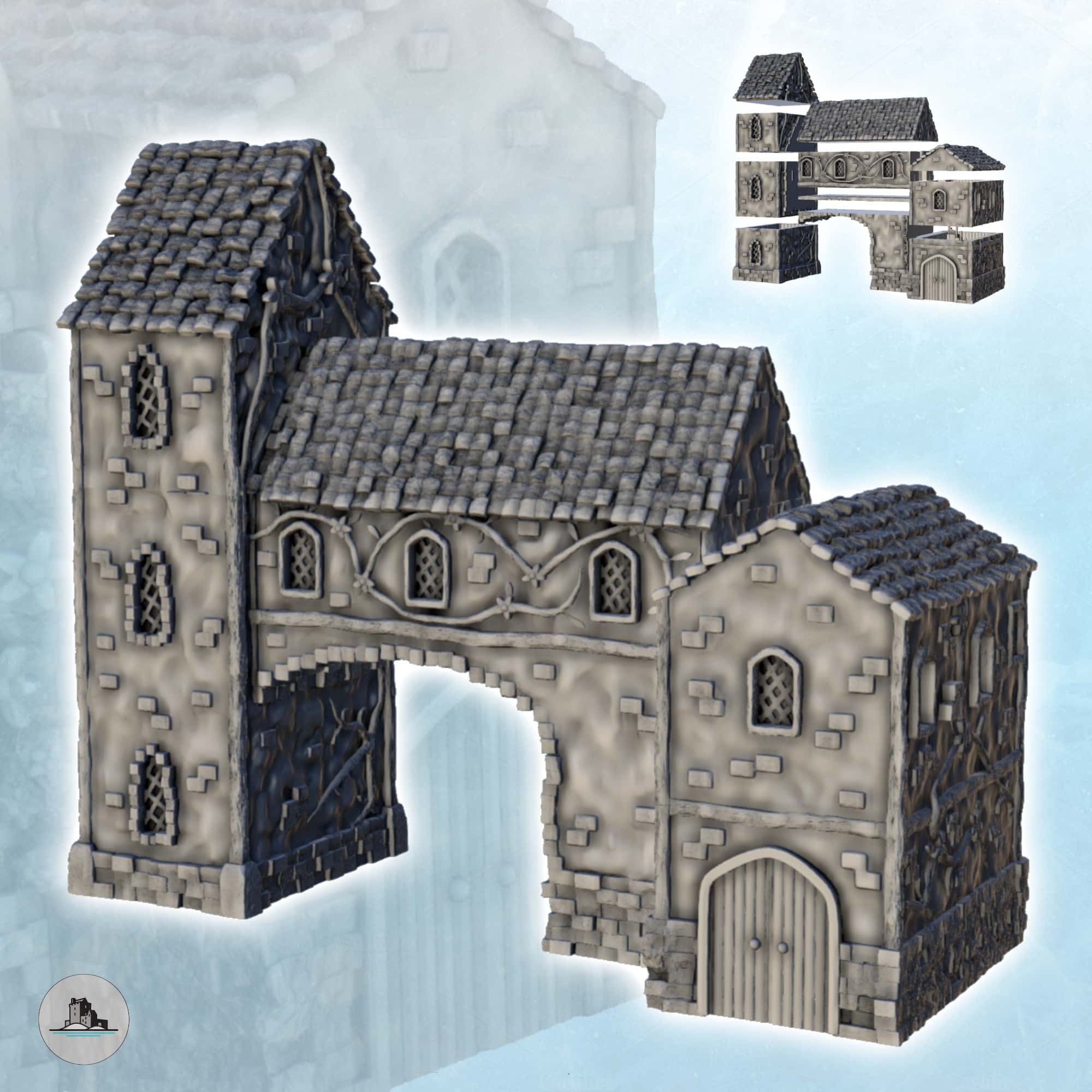 Large medieval house with vaulted passage (2) by Hartolia miniatures ...