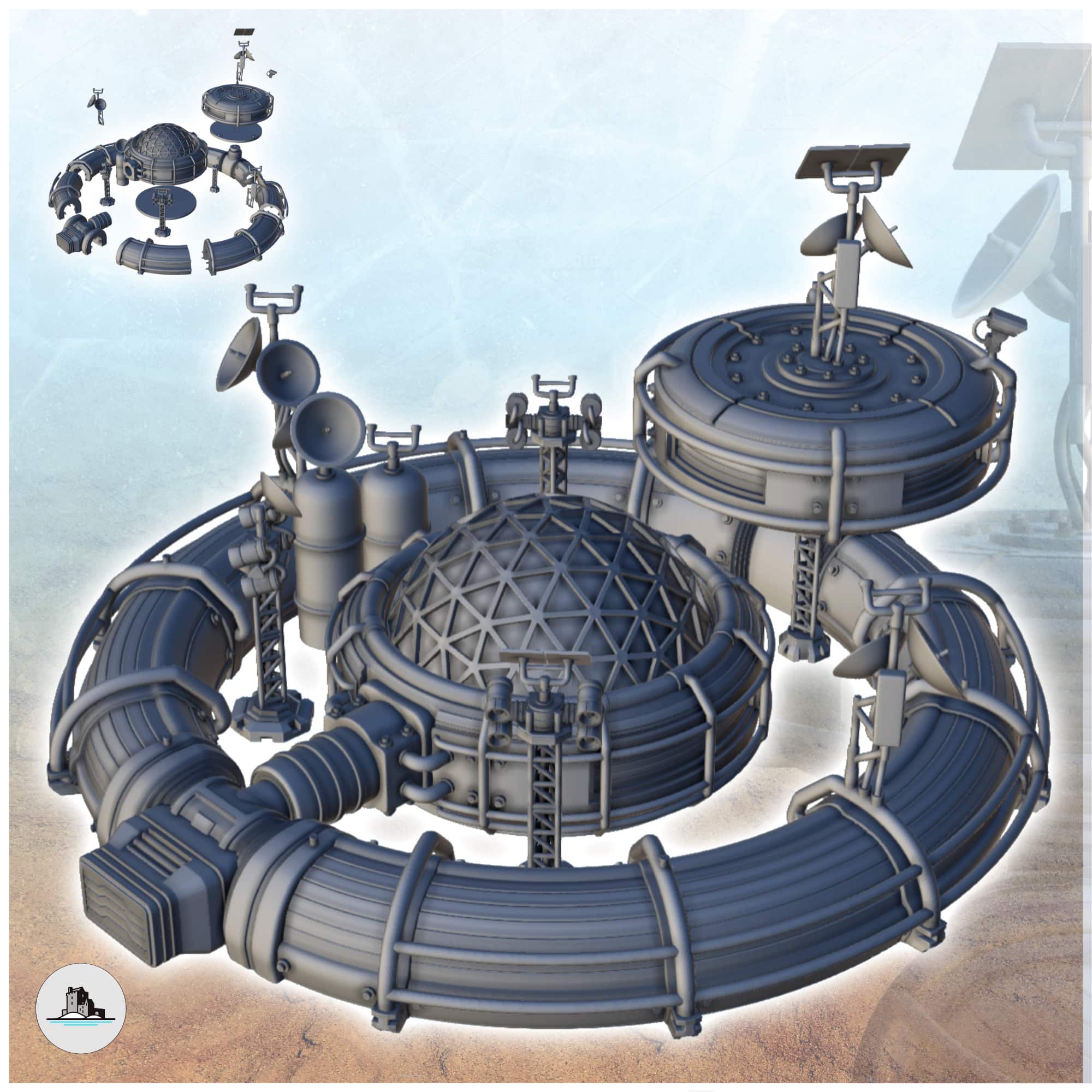 Circular base with tanks, antennas and dome (6) by Hartolia miniatures ...