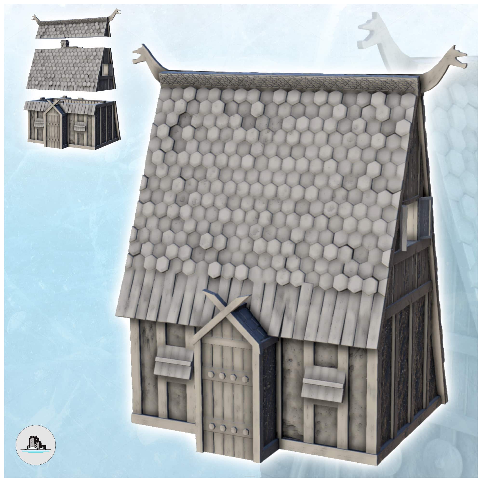 Viking house with high roof and big chimney (1) by Hartolia miniatures ...