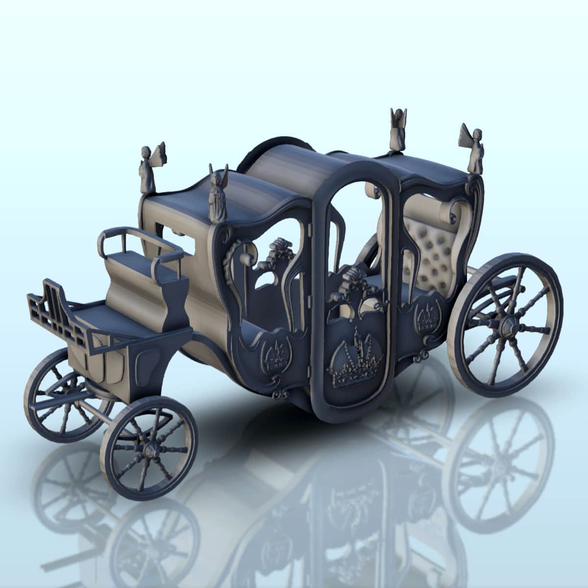 Four-wheeled fancy royal carriage with upholstered seats (1) by ...