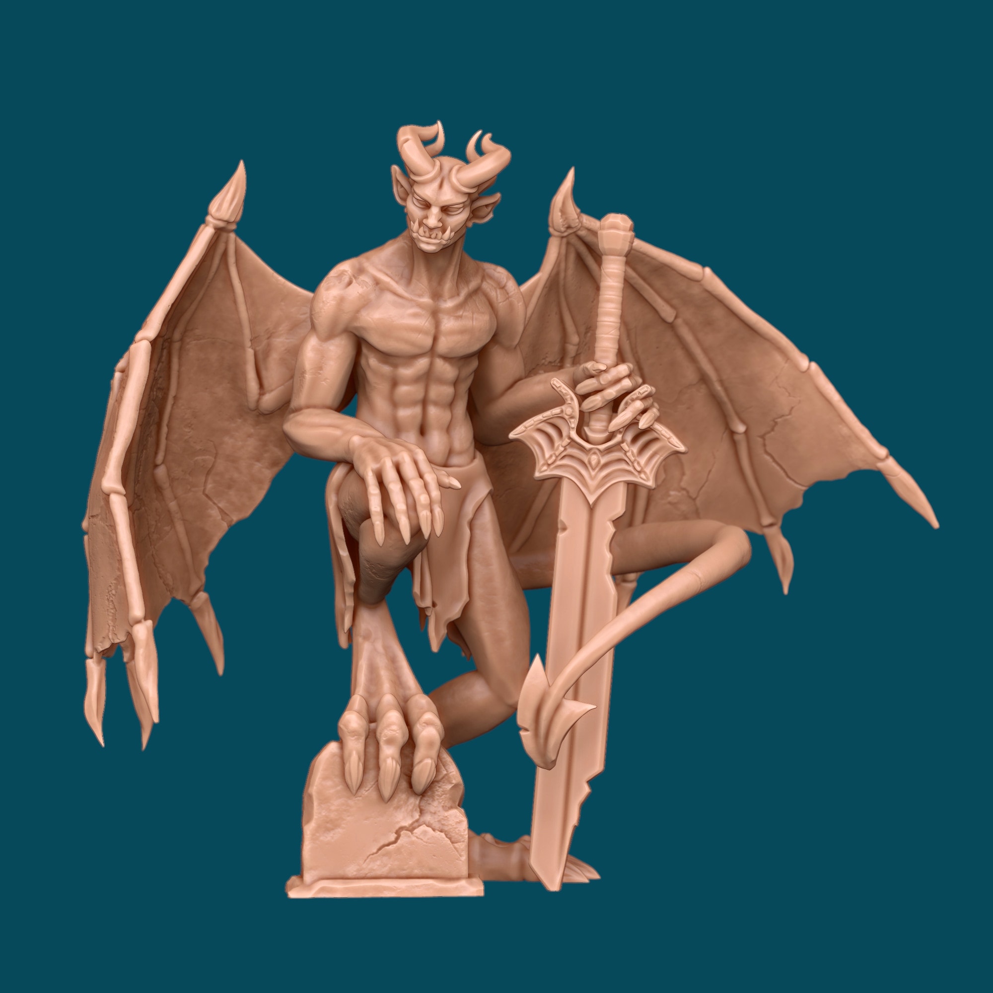 Gargoyle, a stone warrior by Awkward Penguin's Minis - MiniHoarder
