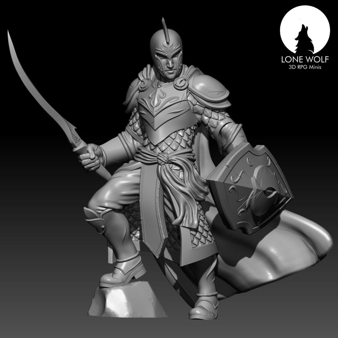 Cimillon - The Aes Sidhe Hero Male (With helmet) by Lone Wolf - MiniHoarder