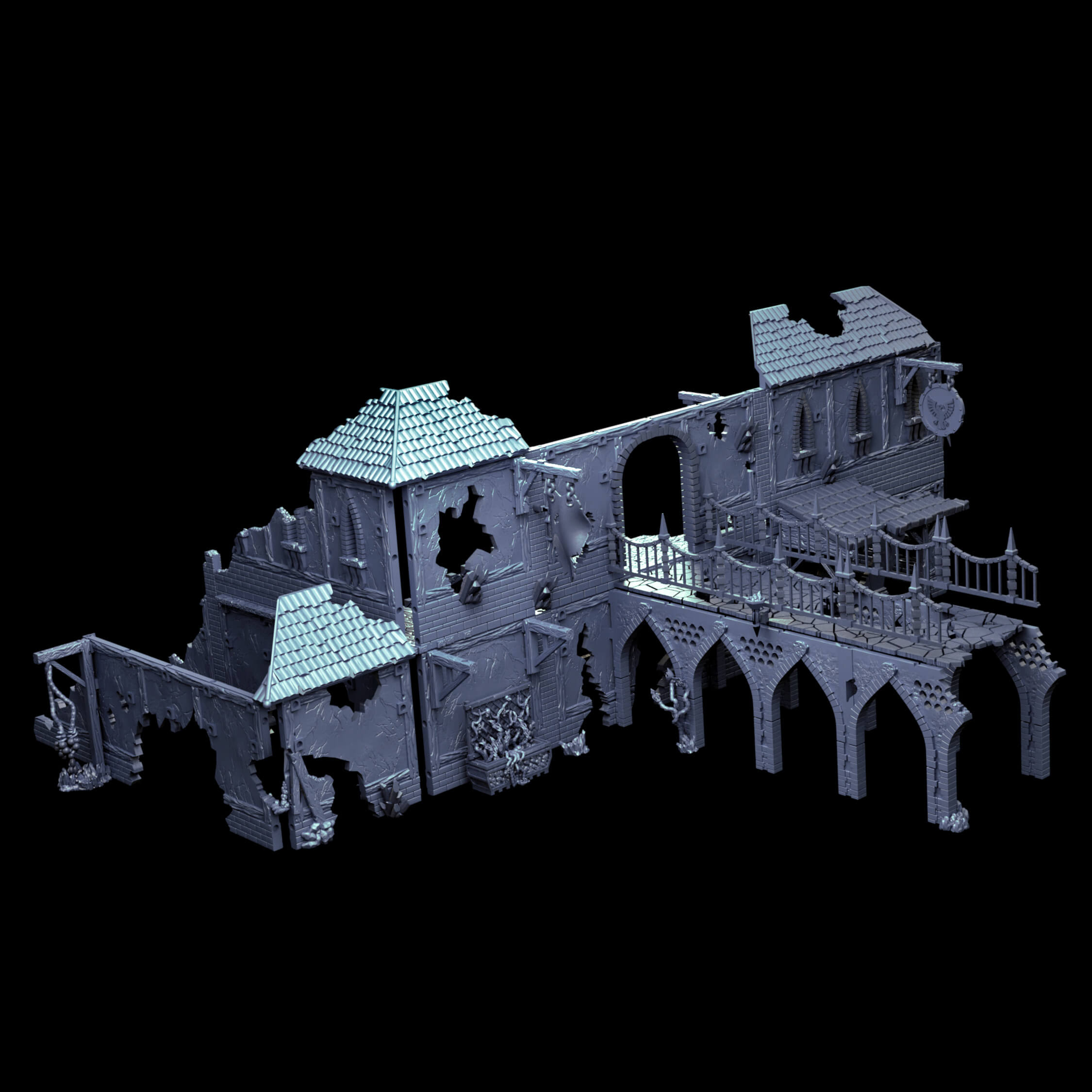 Modular fantasy city building with bridge sections by Mystic Pigeon ...