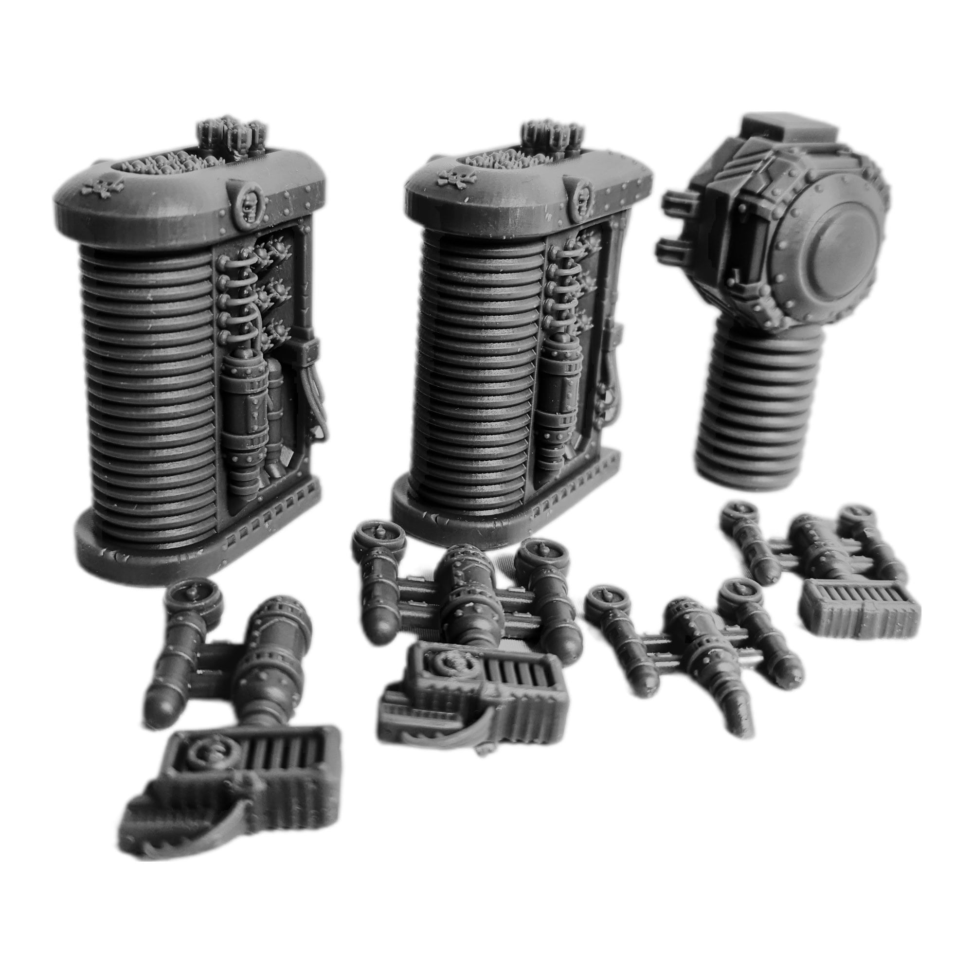 Grimdark plasma reactor wall conduits and door diorama and terrain building set A by Mystic ...