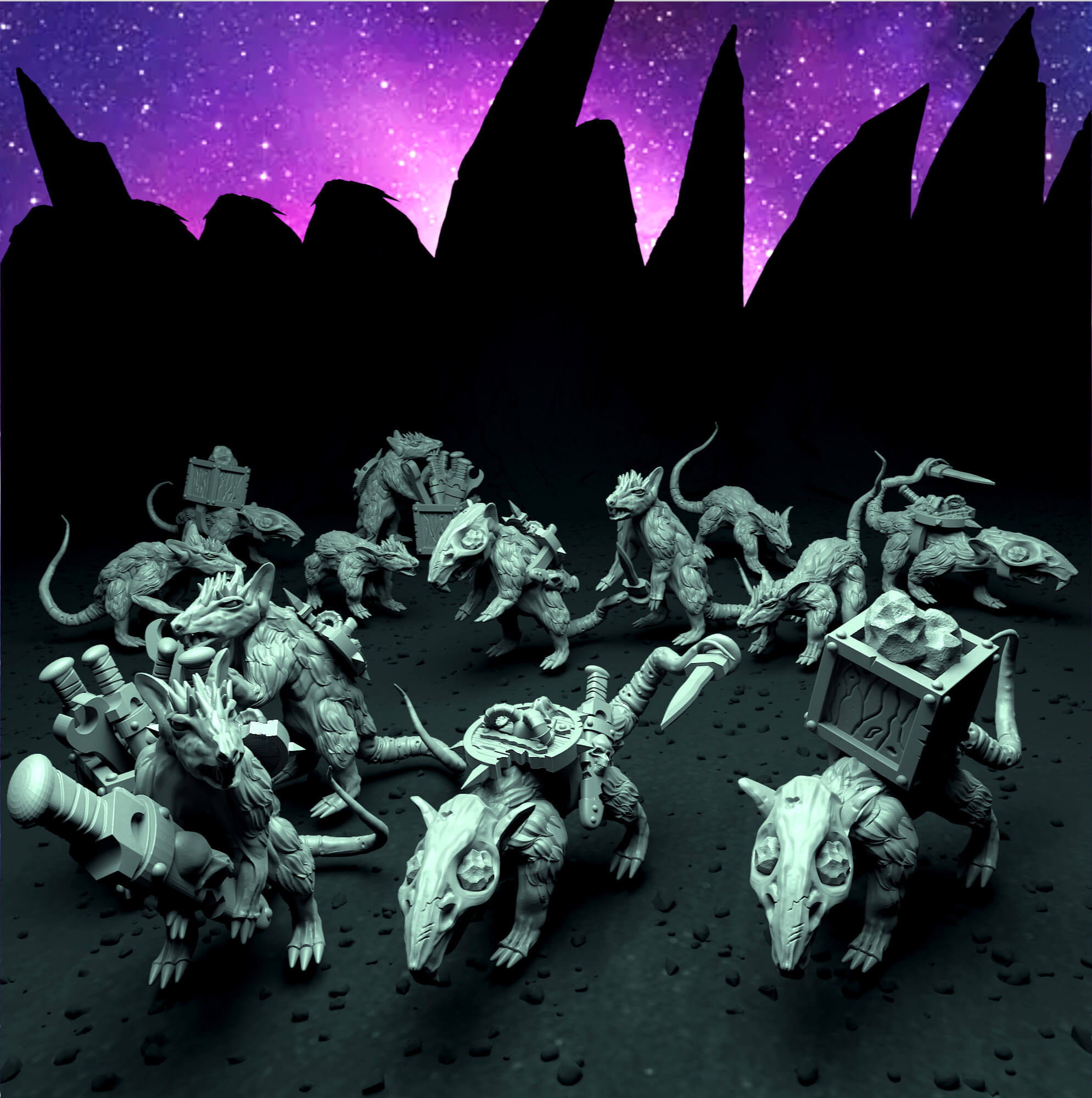 Giant/Dire rats including carrying pack rats and giant rat squires ...