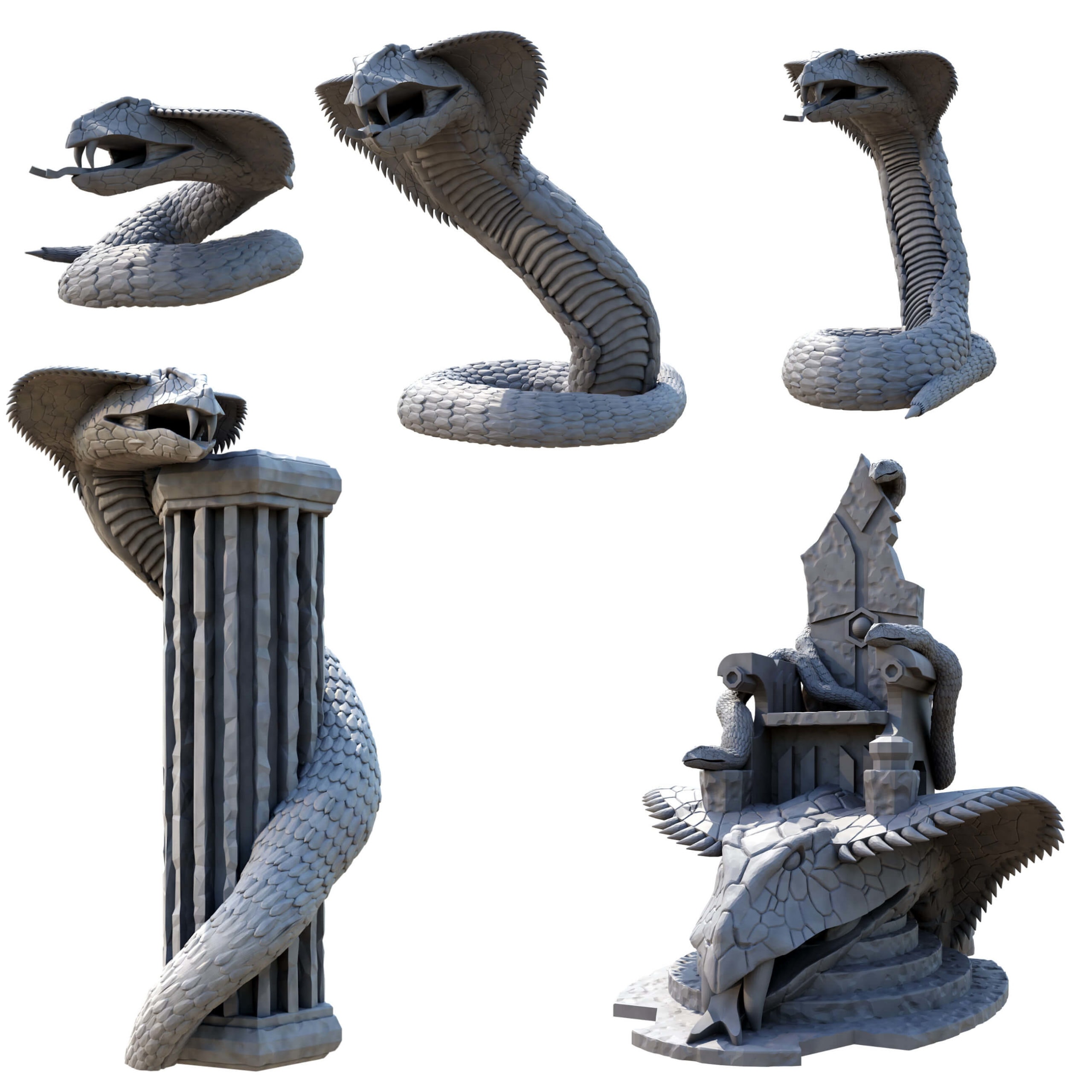Snake Temple Pack 1 Statues, Thrones and Giant Cobra Snakes by Mystic ...