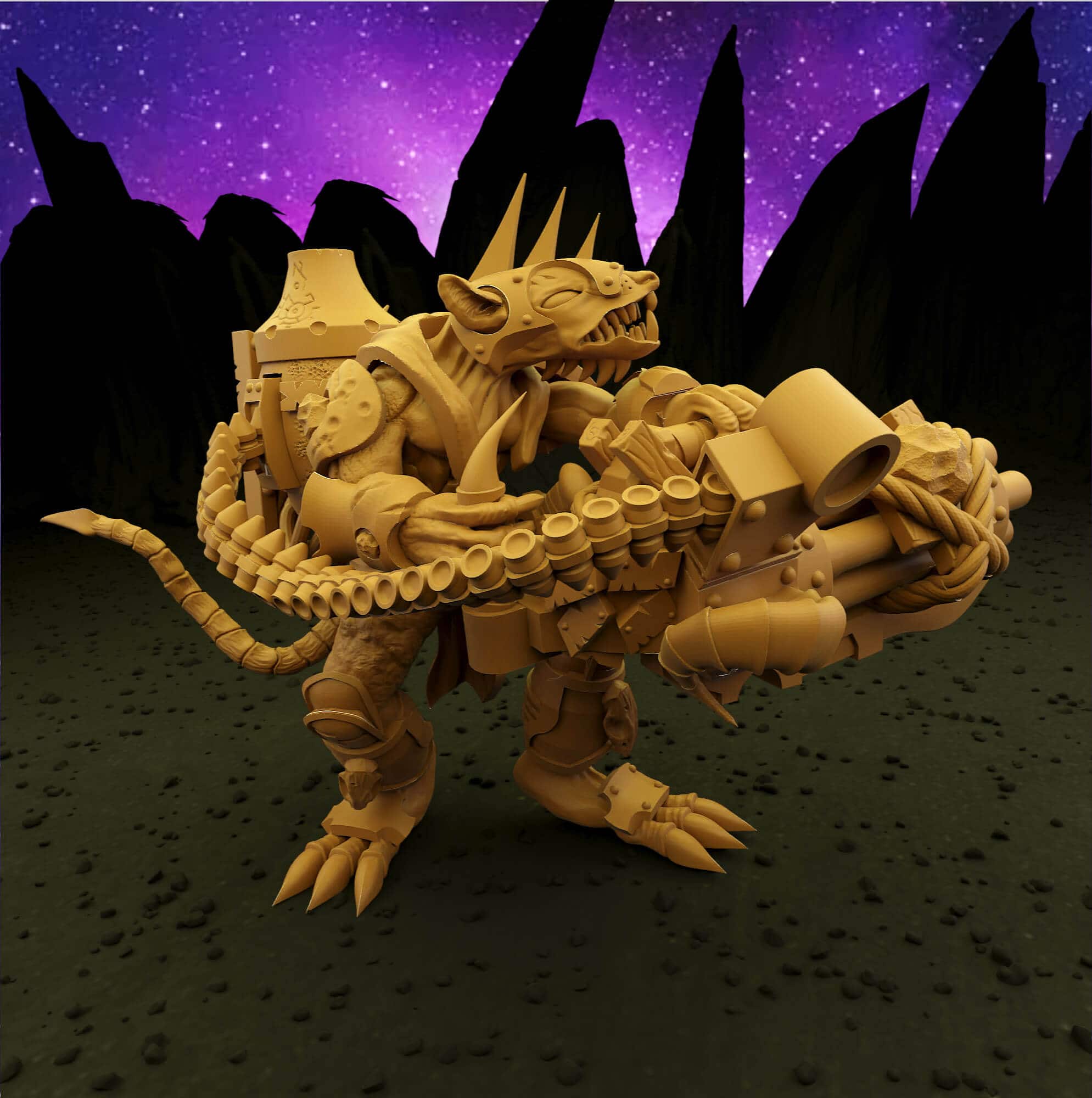 Ratkin gatling gunner fantasy miniature (multiple models) by Mystic ...