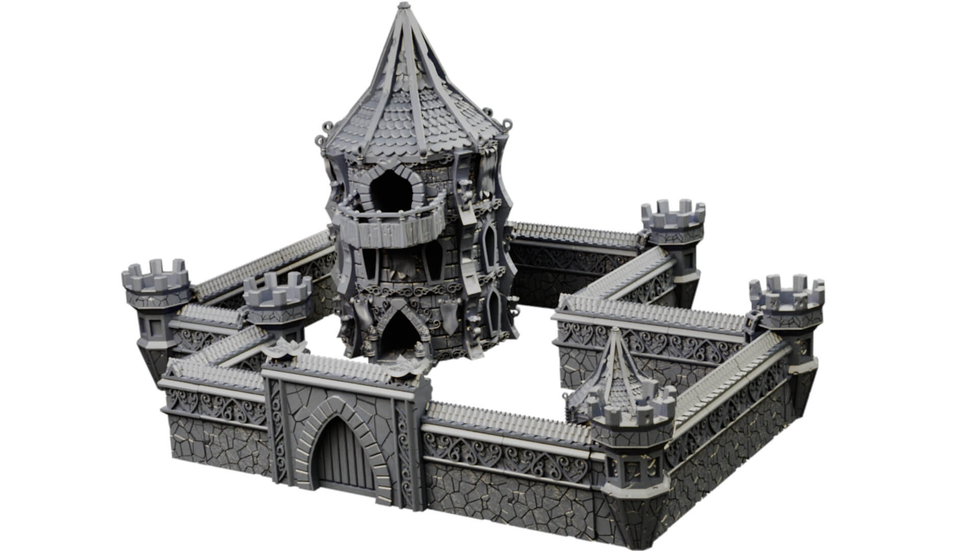 Elven city walls and modular air spire tower by Mystic Pigeon Gaming ...