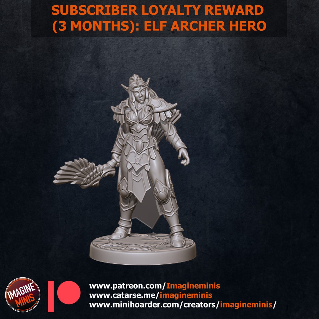 Loyalty Reward 03 Months - Elf Archer Hero by Imagine Minis - MiniHoarder