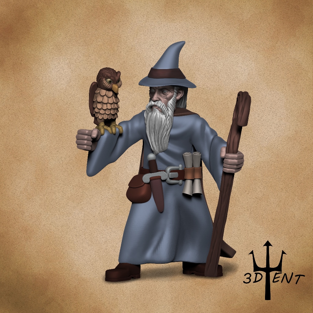 Wizard with Owl by 3dent - MiniHoarder