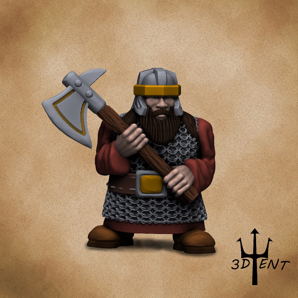 Dwarf with Axe by 3dent - MiniHoarder