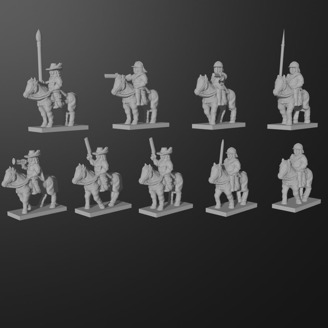 6-15mm 17th Century Pike & Shotte English Cavalry (ECW) & Blender File ...