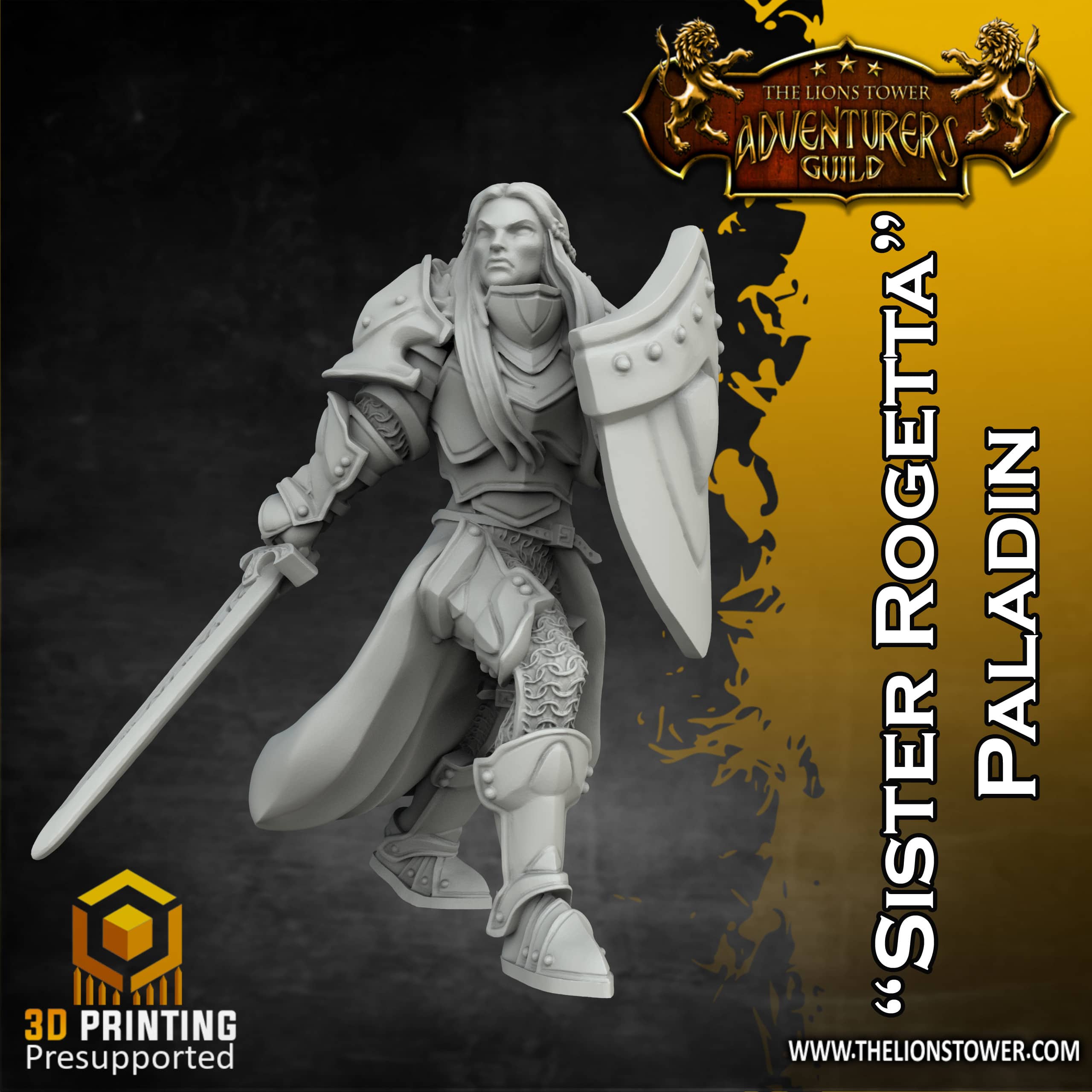 Sister Rogetta, Female Paladin (32mm scale, Pre-supported Miniature) by ...