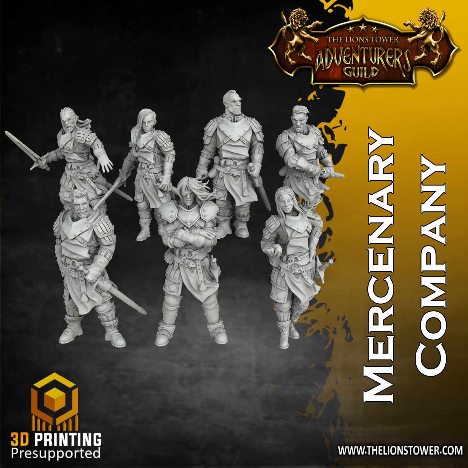 Mercenary Company - 7x 32mm scale miniatures (Presupported) by Lion ...