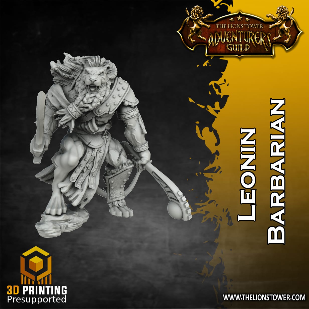 Leonin Tribe - Barbarian (32mm scale, Pre-supported Miniature) by Lion ...