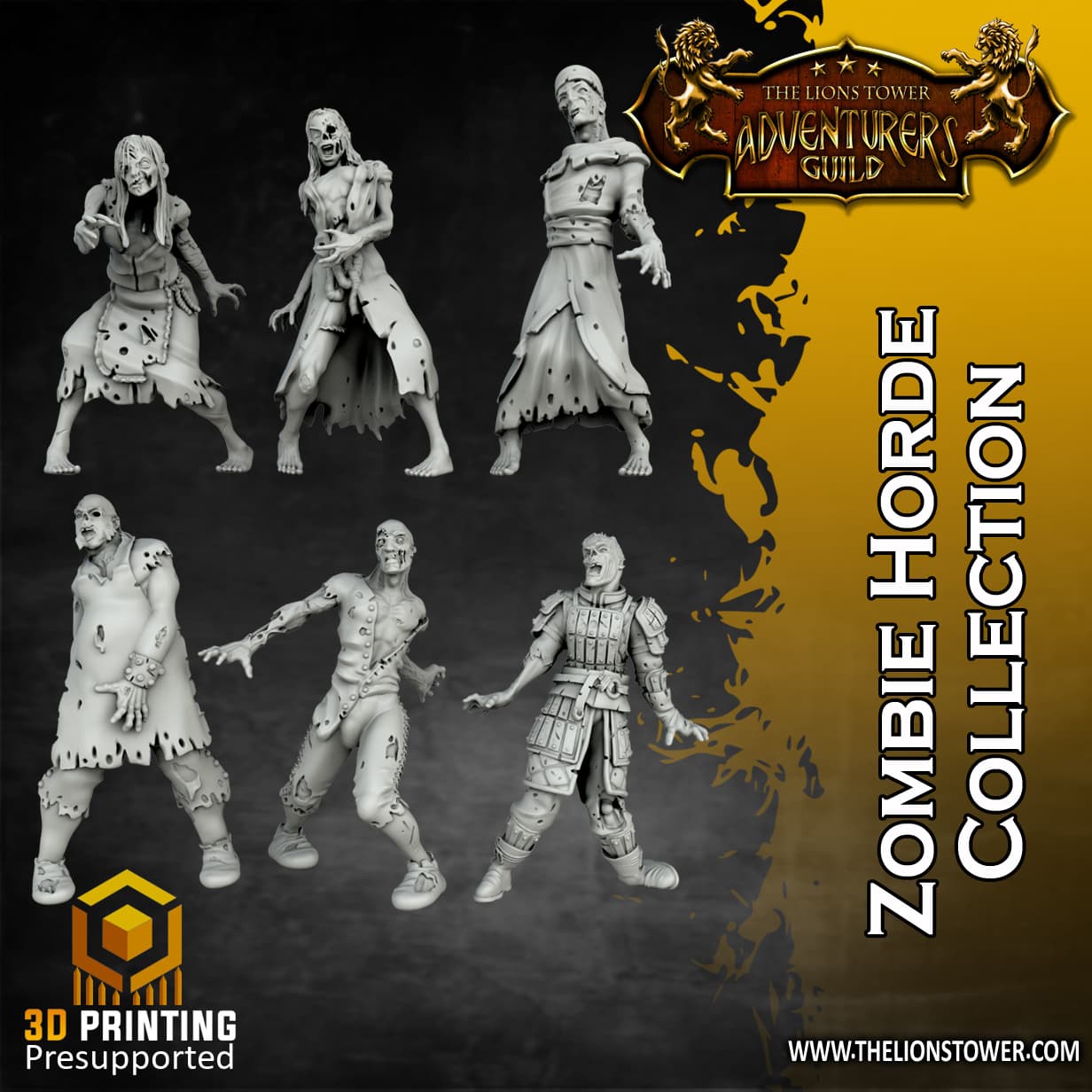 Zombie Horde Collection - Set of 6 (32mm scale, Pre-supported ...