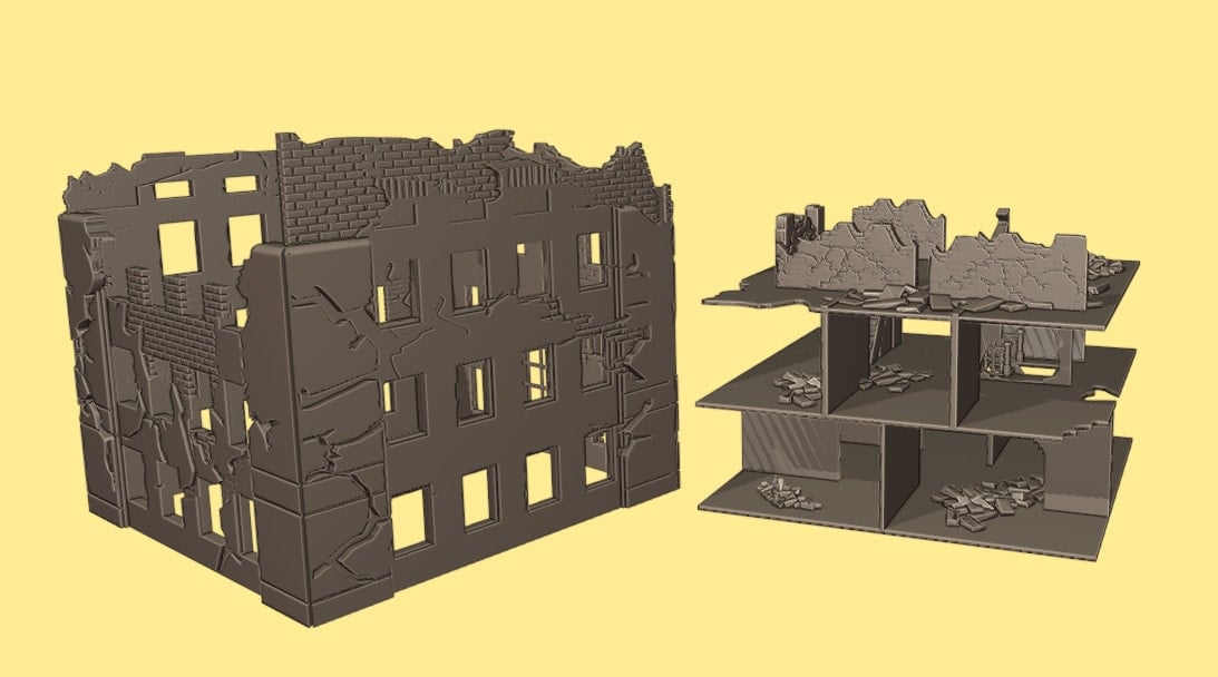 28mm destroyed building 3 floors by CALAB MINIATURES - MiniHoarder