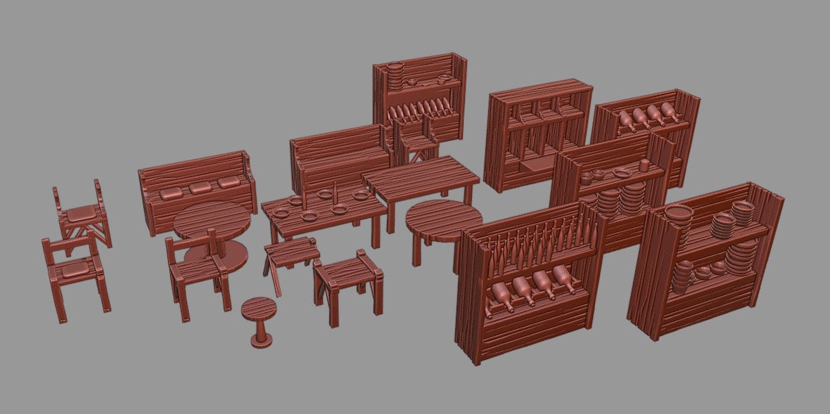 28mm house interiors wood pieces by CALabMiniatures - Wargaming3D