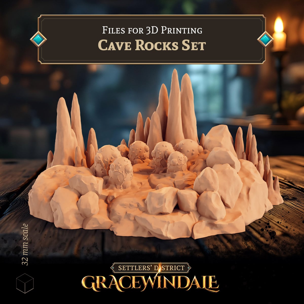 Cave Rocks Set by Gracewindale Mini Scenery - Wargaming3D