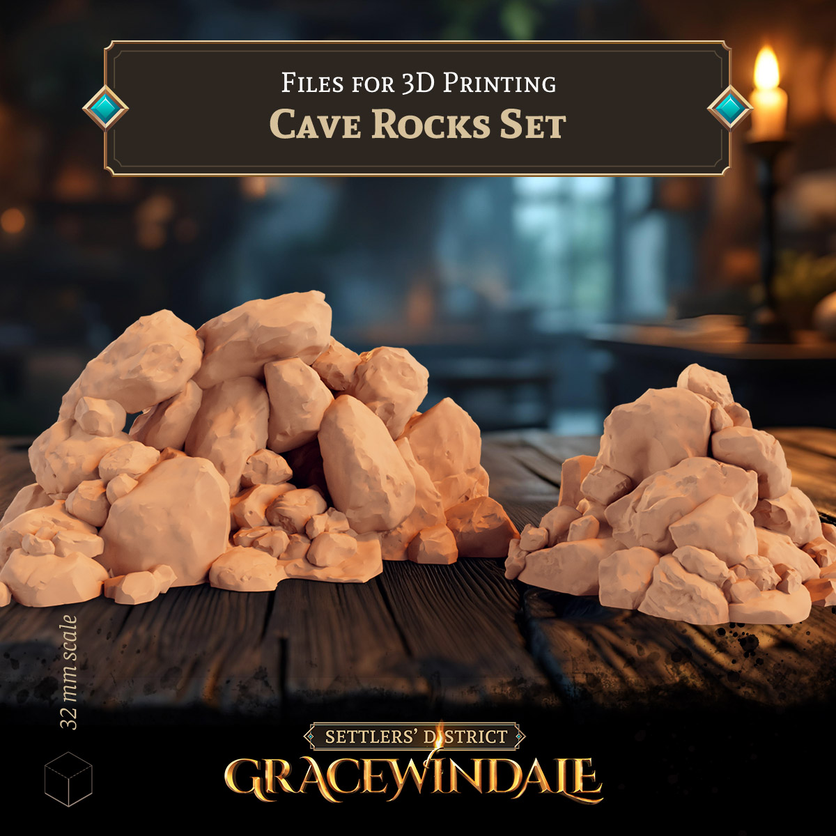 Cave Rocks Set by Gracewindale Mini Scenery - Wargaming3D