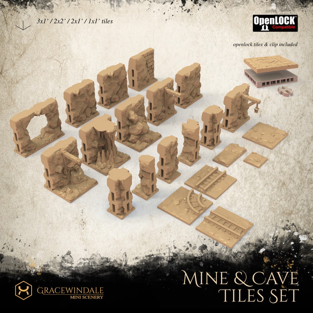 Mine & Cave Tiles Set by Gracewindale Mini Scenery - MiniHoarder