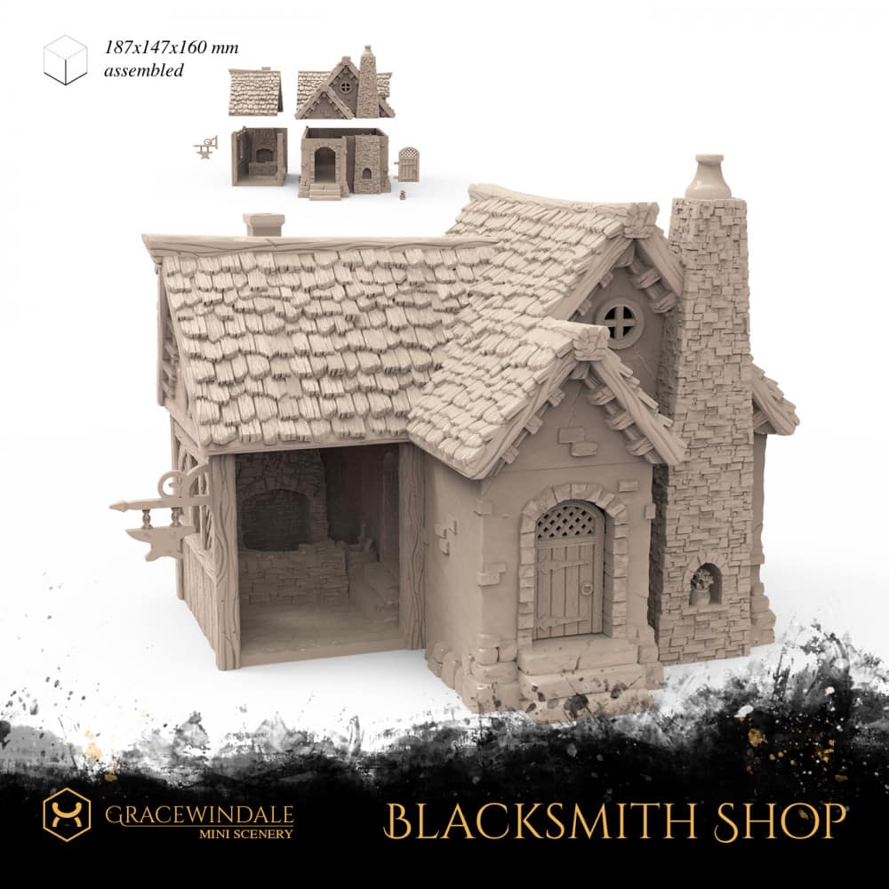 Blacksmith Shop by Gracewindale Mini Scenery - Wargaming3D