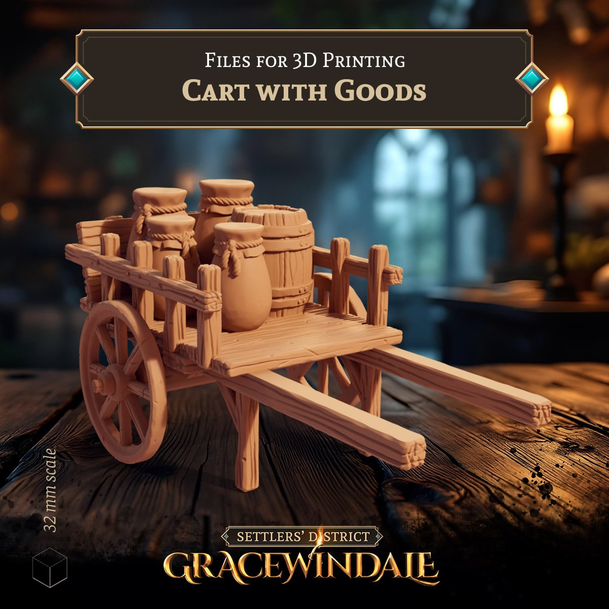 Cart with Goods by Gracewindale Mini Scenery - Wargaming3D