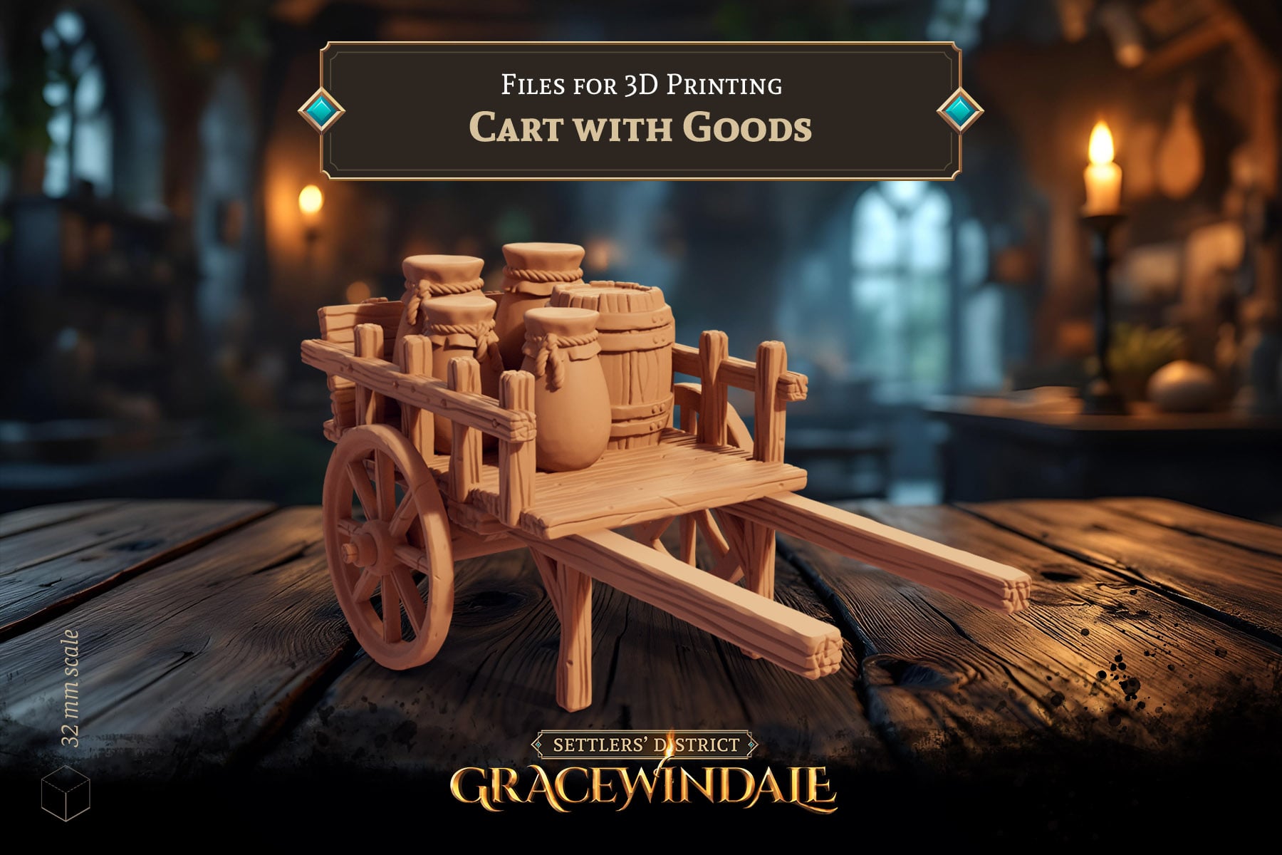 Cart with Goods by Gracewindale Mini Scenery - Wargaming3D