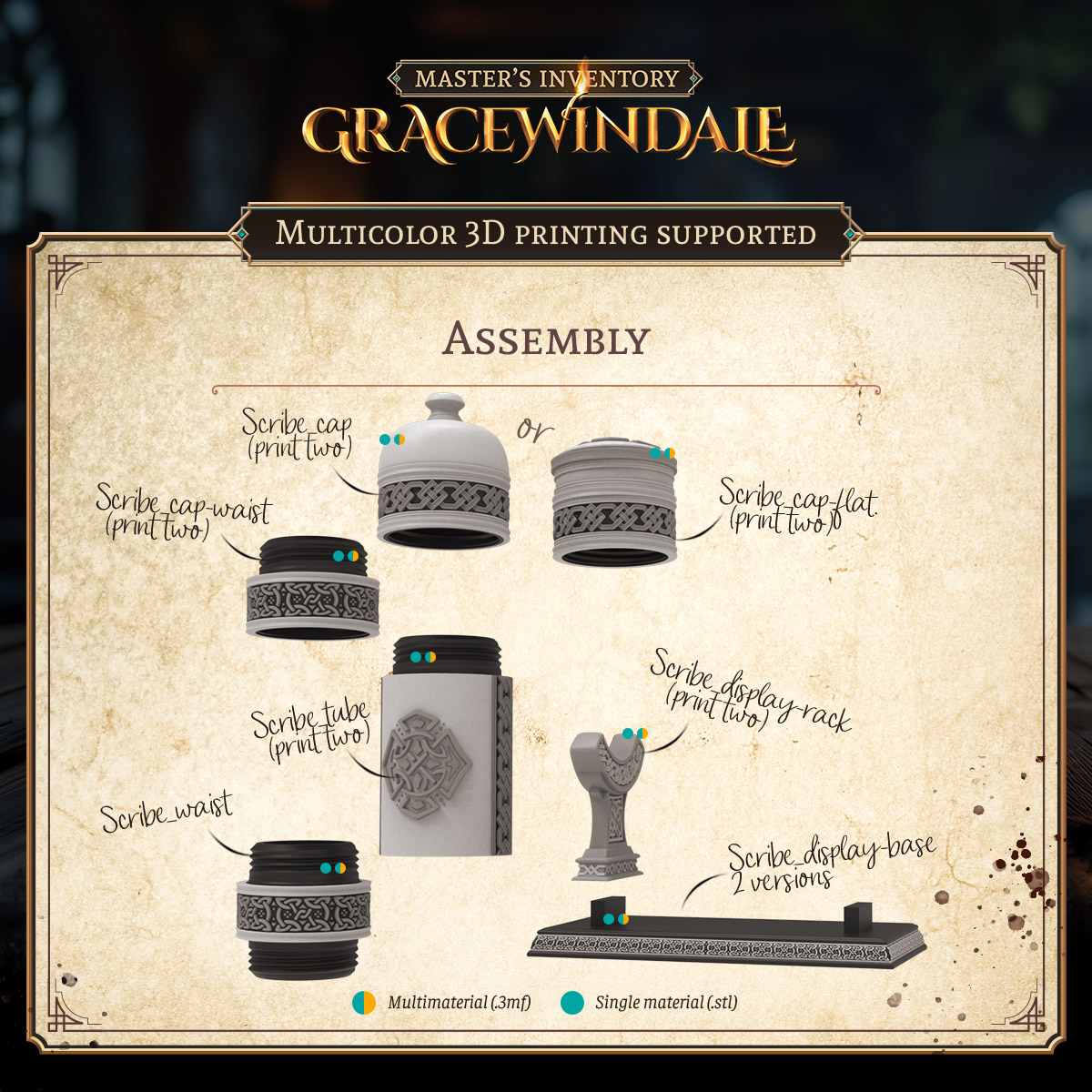Scribes Scroll Holder by Gracewindale Mini Scenery - Wargaming3D