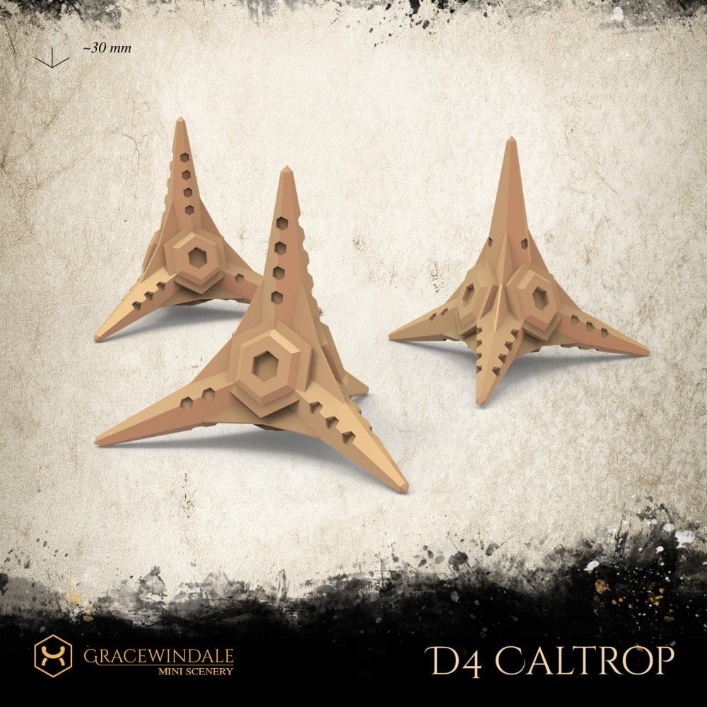 Caltrop D4 Die by Gracewindale Mini Scenery - Wargaming3D