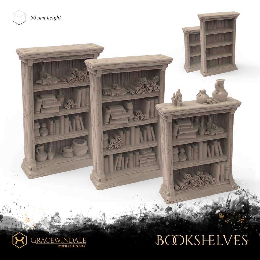 Bookshelves by Gracewindale Mini Scenery - Wargaming3D
