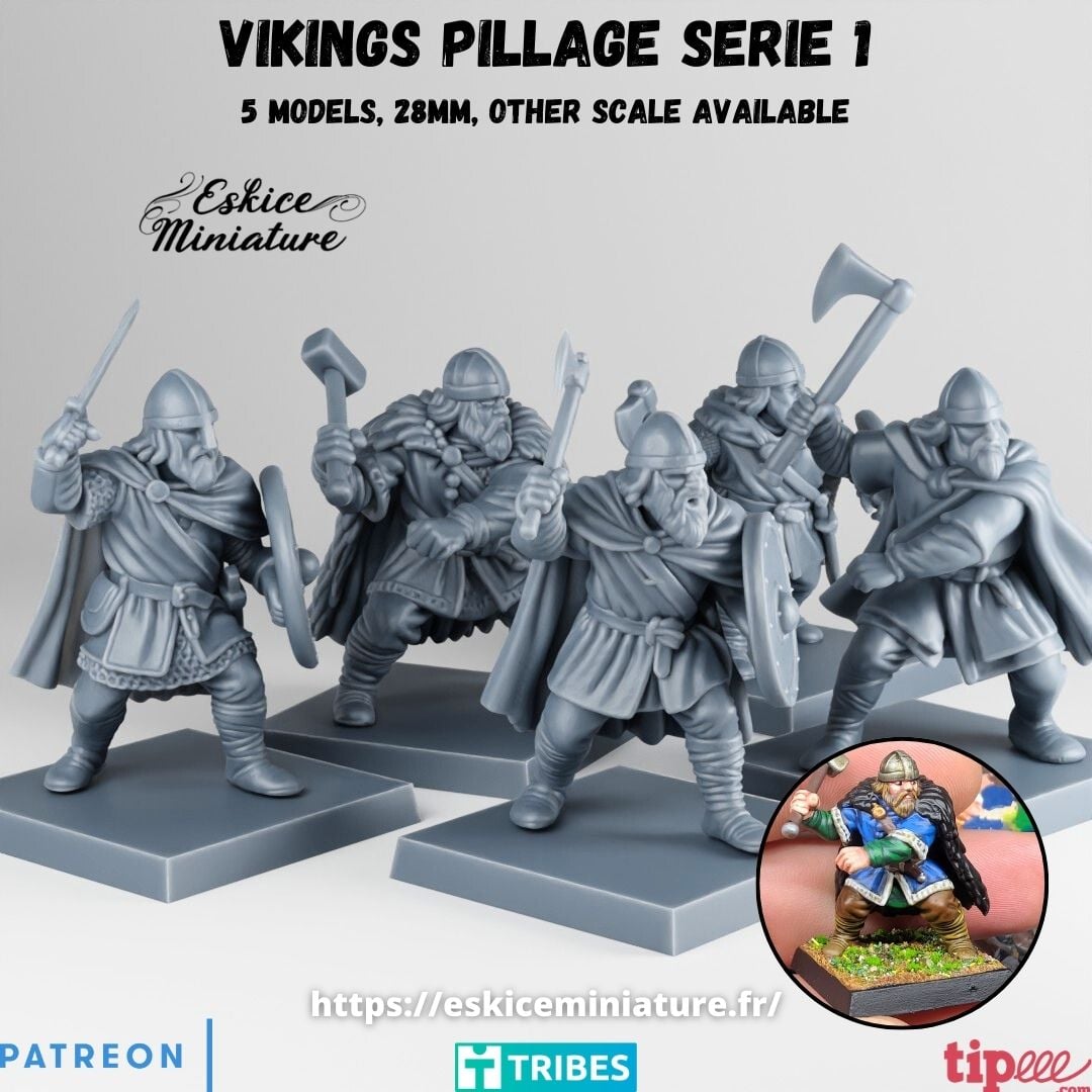 Vikings pillage serie (5 models) - 28mm by Eskice Miniature - Wargaming3D