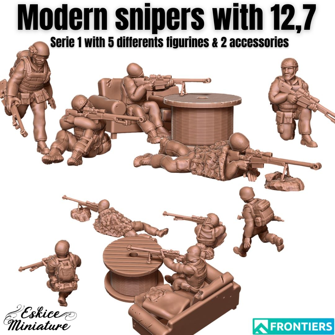 Modern snipers (fr) with 12,7mm - 28mm by Eskice Miniature - Wargaming3D