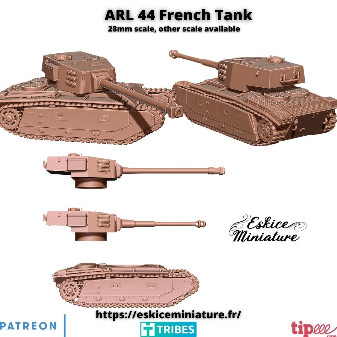 ARL44 French tank - 28mm by Eskice Miniature - Wargaming3D