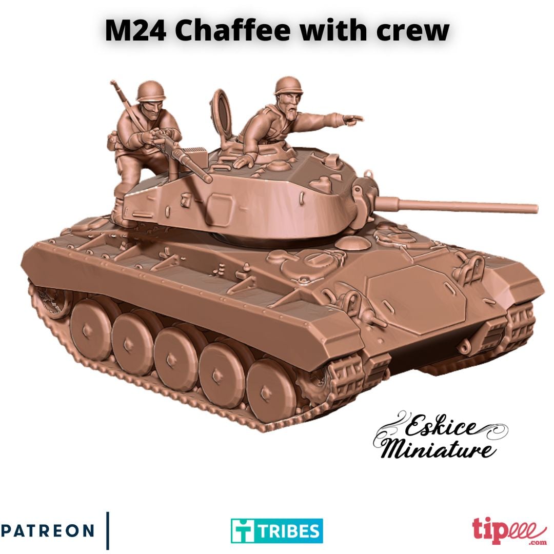 M24 Chaffee with crew - 28mm by Eskice Miniature - Wargaming3D