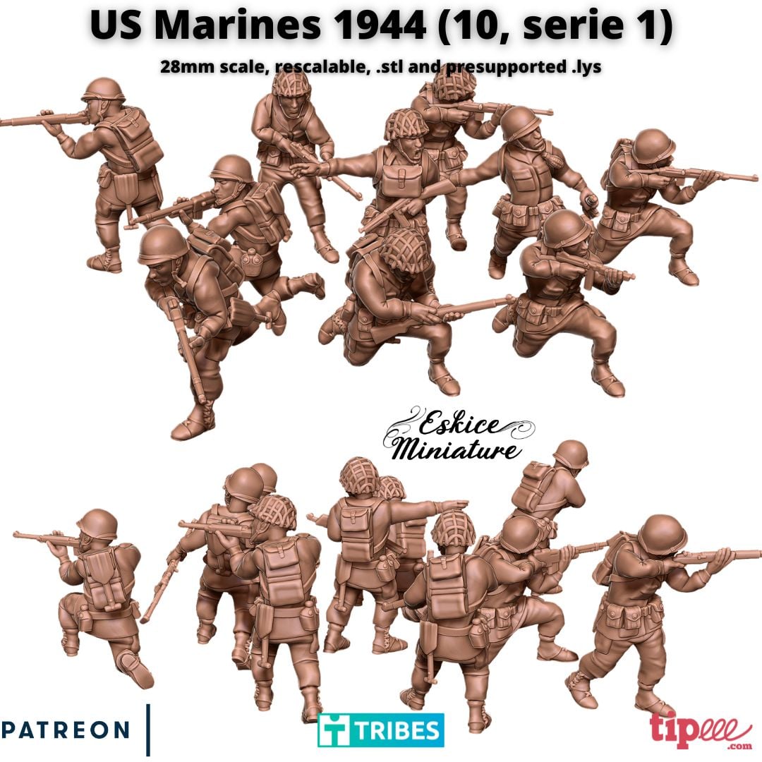 US marines 1944 serie 1 x10 - 28mm by Eskice Miniature - Wargaming3D