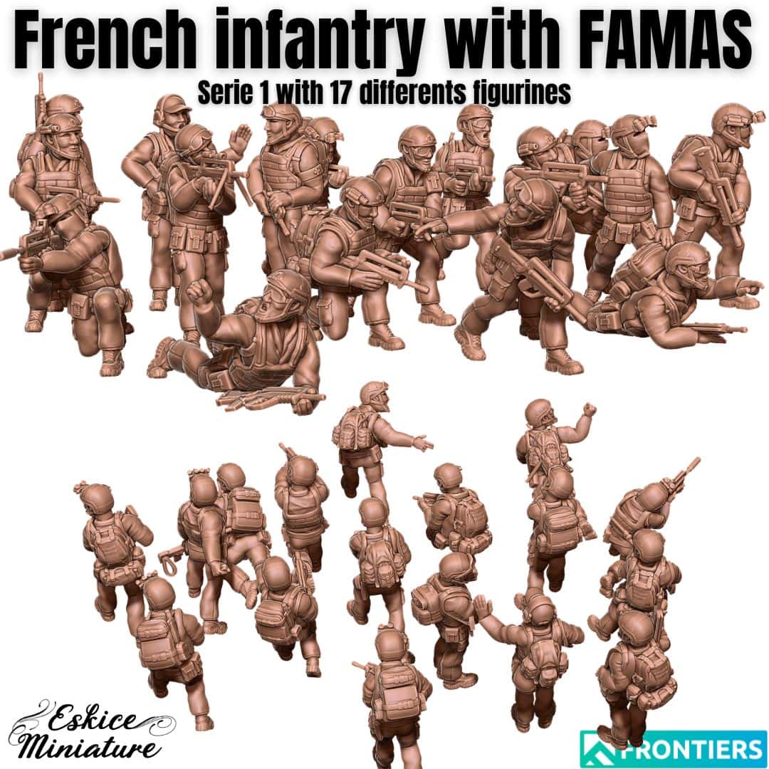 Modern French Soldiers (17) with FAMAS - 28mm by Eskice Miniature ...