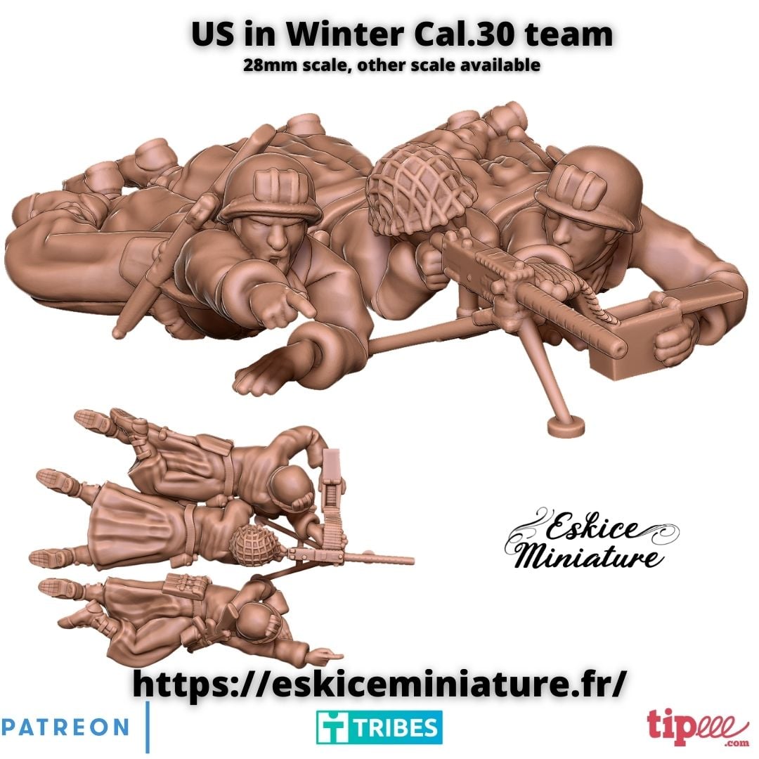 US soldiers in winter cal.30 team - 28mm by Eskice Miniature - Wargaming3D