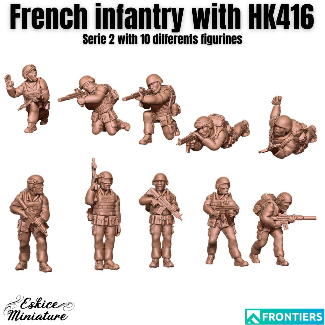 Modern French soldiers with HK416 - 28mm by Eskice Miniature - Wargaming3D
