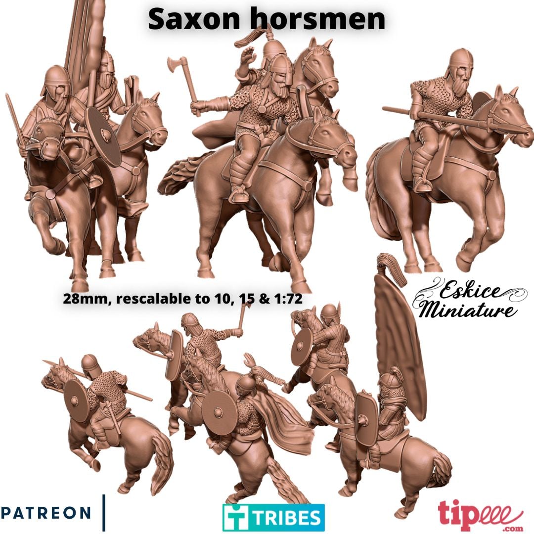 Saxons Horsmen - 28mm by Eskice Miniature - Wargaming3D