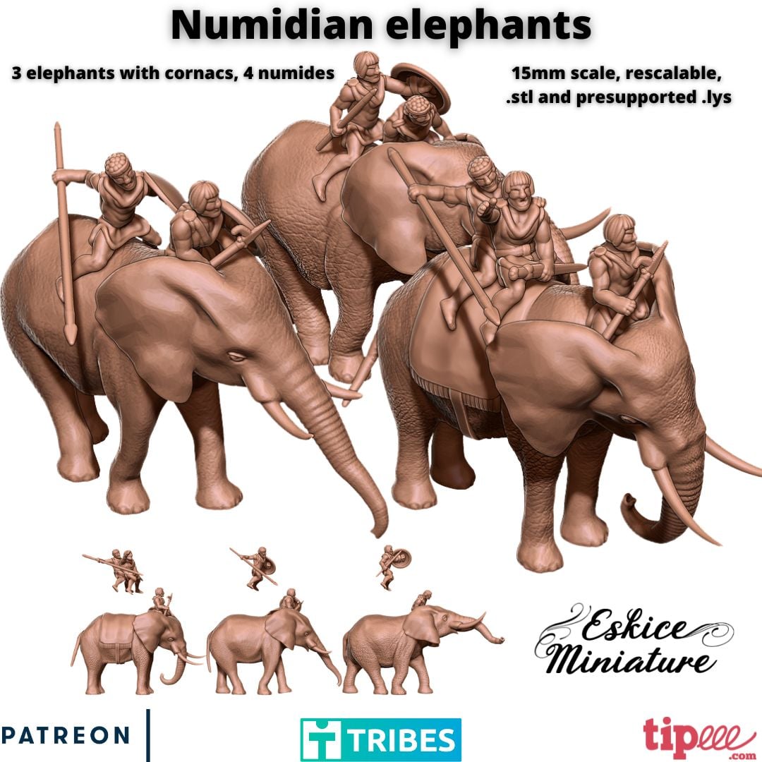 Numidian Elephant - 15mm for Epic History Battle by Eskice Miniature ...