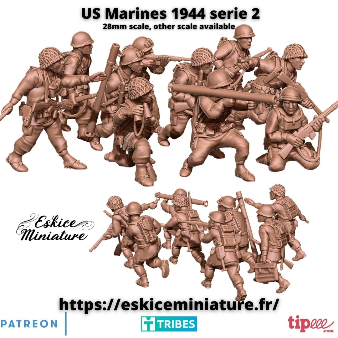US marines 1944 serie 2 x10 - 28mm by Eskice Miniature - Wargaming3D