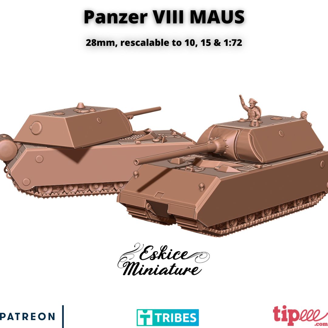 Panzer VIII Maus with crew - 28mm by Eskice Miniature - Wargaming3D
